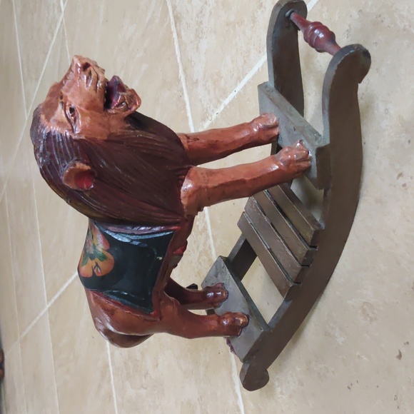 Accents | Leo Lion Rocking Folkart Carved Wood | Poshmark